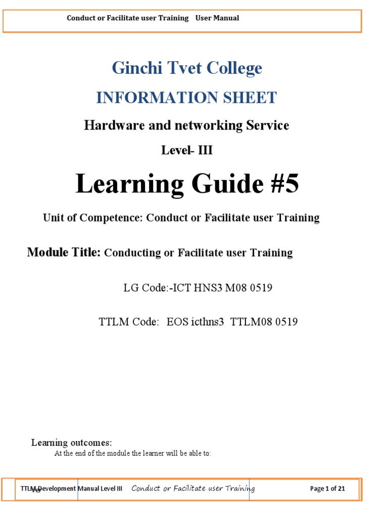 TTLM of Conduct User Training | PDF | Learning | Evaluation