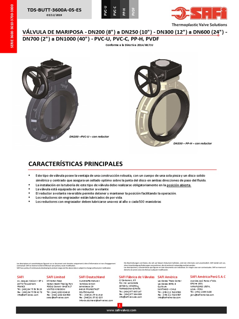 Catálogo de Válvulas SAFI 3600-3800 | PDF | Ingeniería mecánica ...