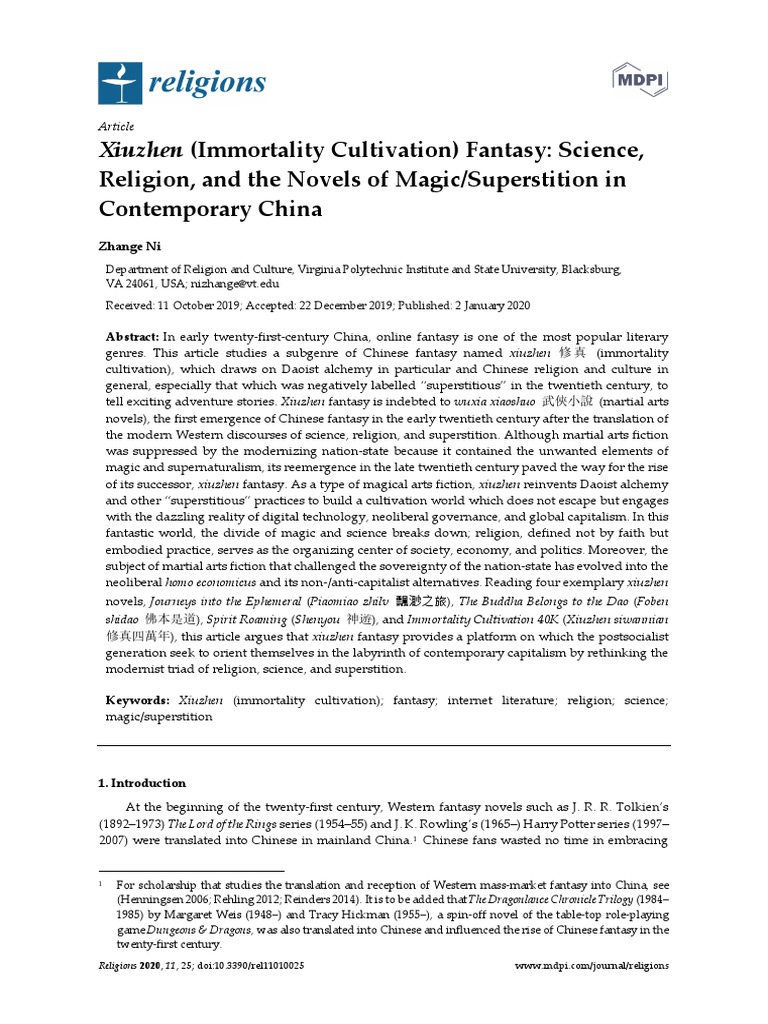Xiuzhen Immortality Cultivation Fantasy Science Re | PDF | Neidan | Fantasy