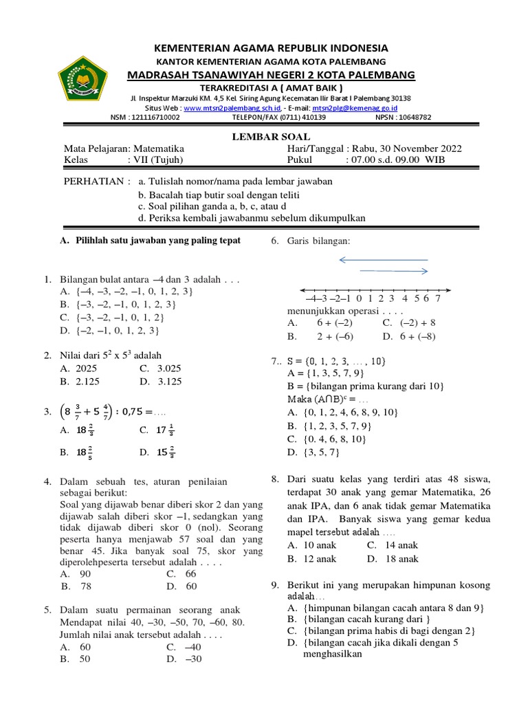 Soal Pas Vii Matematika Ganjil Ok-1 | PDF | Metode & Bahan Ajar
