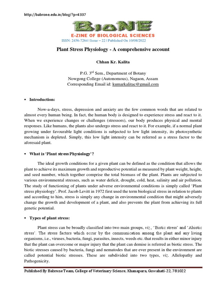 Understanding Plant Stress Physiology | PDF | Soil | Plants