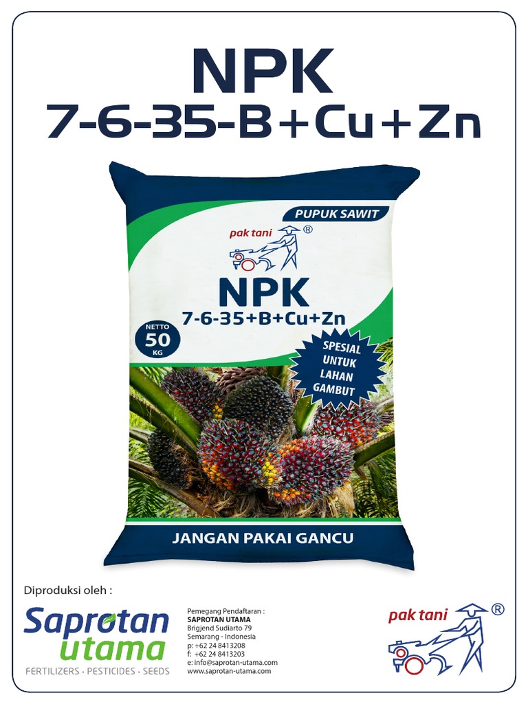Brosur NPK Sawit 7 6 35 BCuZn | PDF