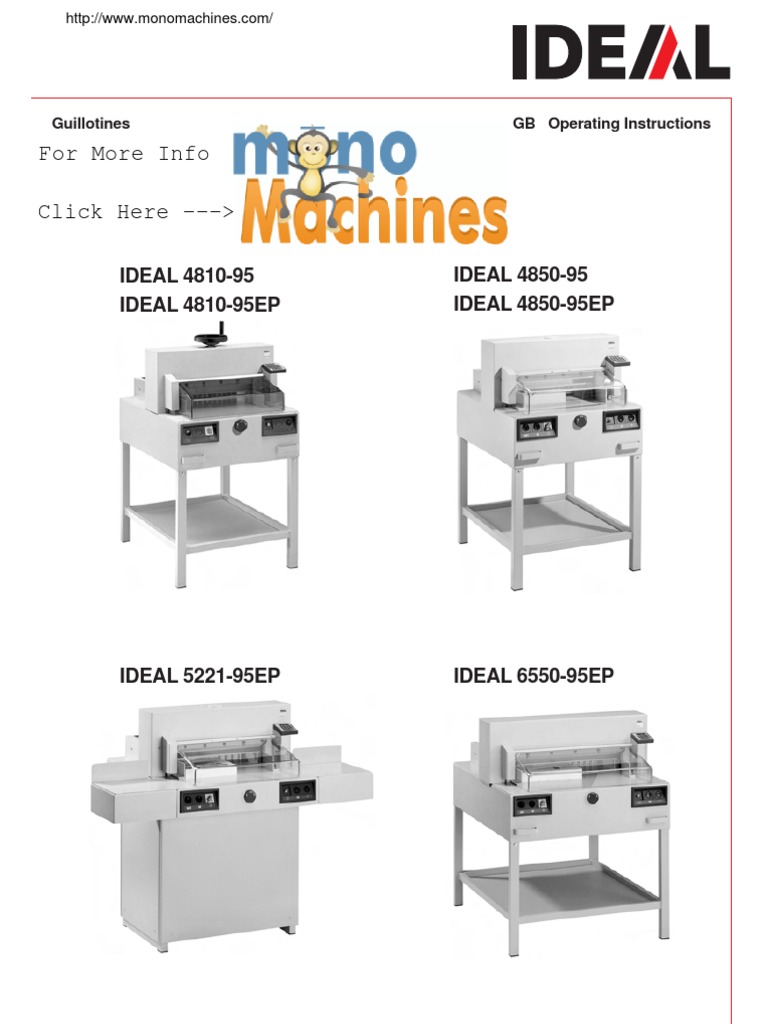 Triumph 4850 Paper Cutter Manual | PDF | Screw | Electrical Connector