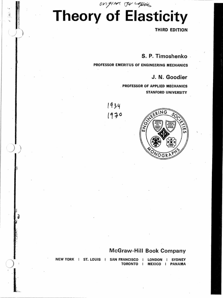 Theory of Elasticity by Timoshenko and Goodier | PDF | Differential ...