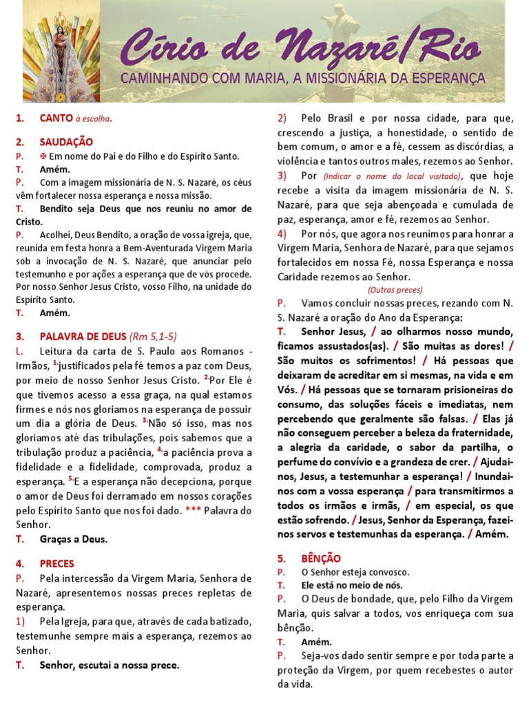 Folheto Do Círio De Nazaré Pdf Maria Mãe De Jesus Oração