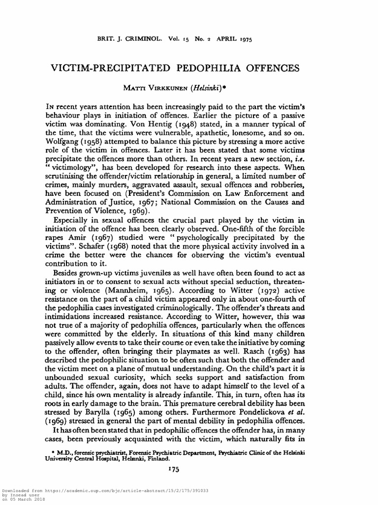 Virkkunen 1975 | PDF | Pedophilia | Crimes
