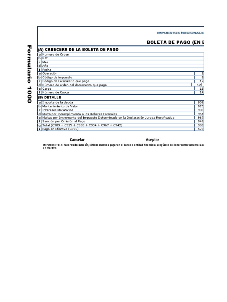 Boleta 1000 Formato1 | PDF | Economias | Dinero