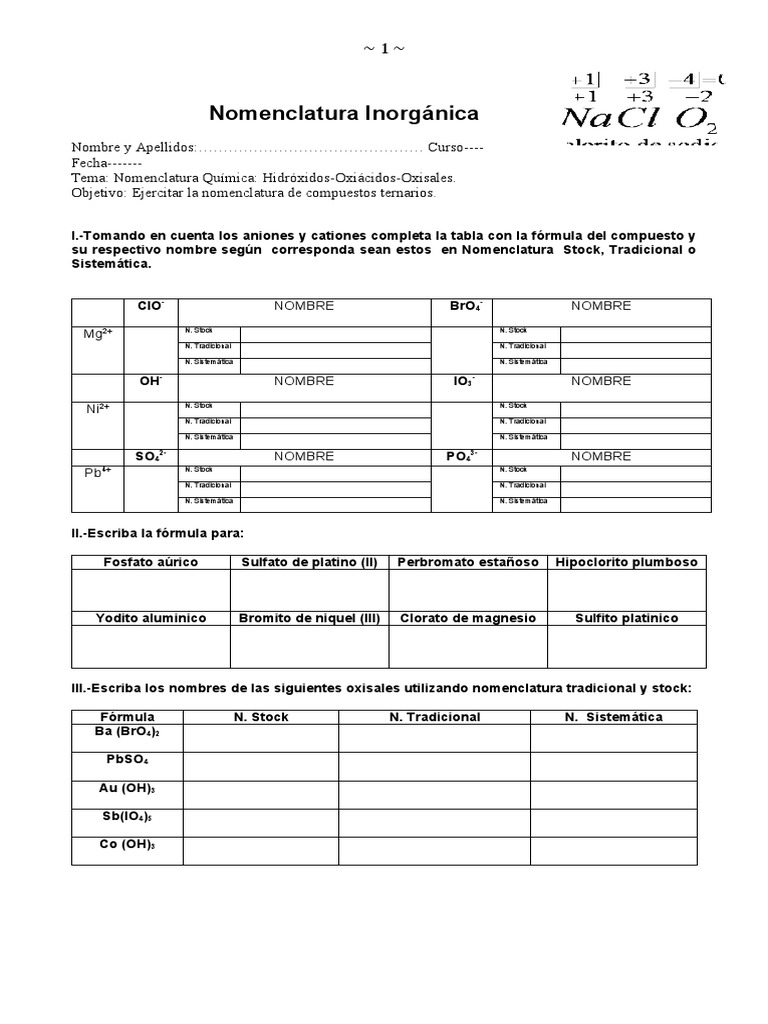 Guia Nomenclatura Oxisales | PDF | Compuestos químicos | Sustancias químicas