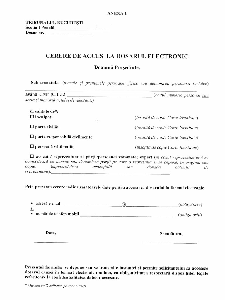 Cerere Acces Dosar Electronic Penal | PDF