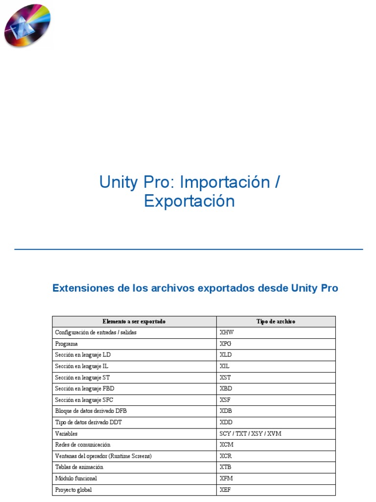 PLC UNITY CURSO 09 Import-Export | PDF | Unidad (motor de juego) | Ingeniería de software