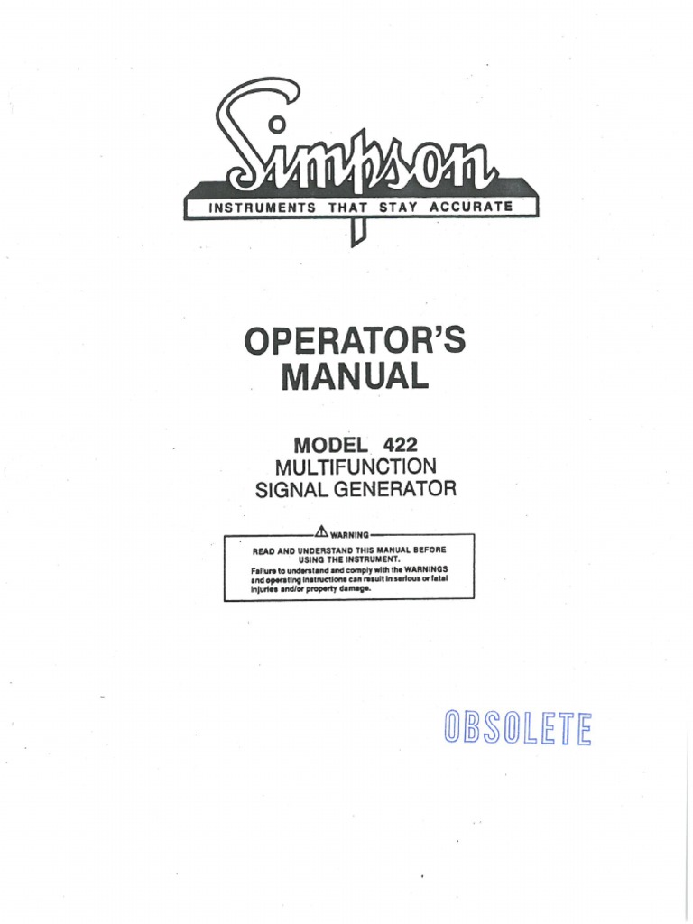 Simpson 422 User Manual | PDF