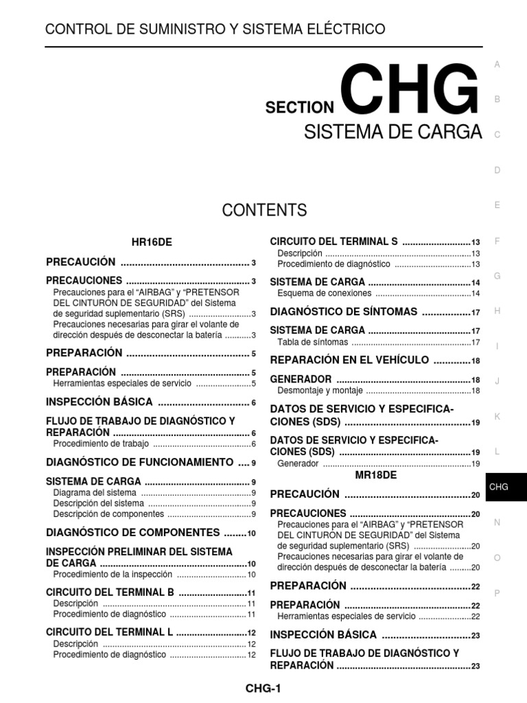 CHG Manual Electrico Nissan Tiida | PDF | Generador eléctrico | Fusible (Eléctrico)