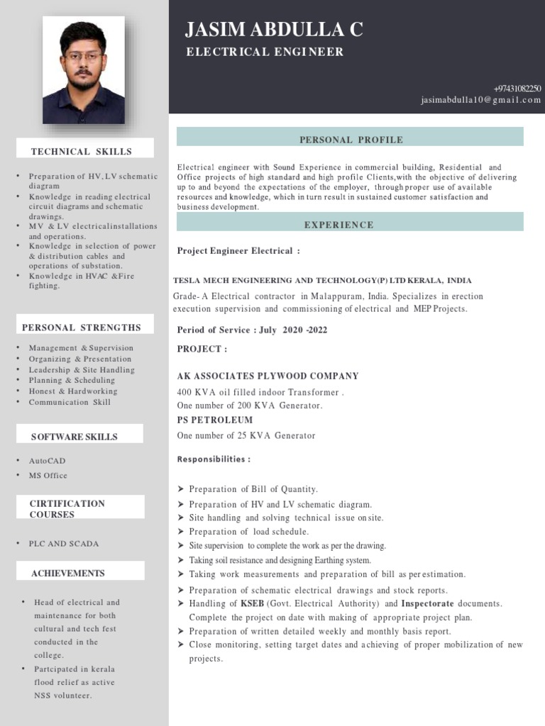 Jasim CV | PDF | Electricity | Electrical Engineering
