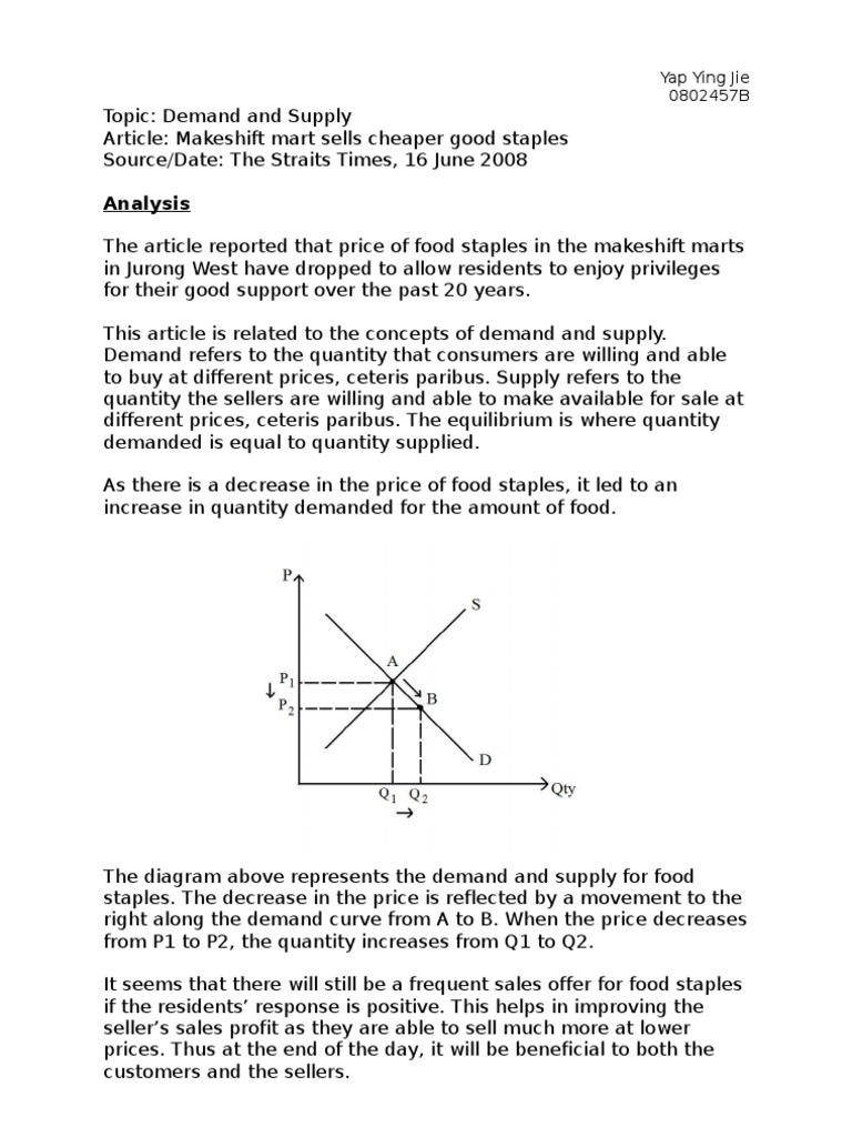 Demand and Supply Analysis of Food Prices | PDF | Supply And Demand ...