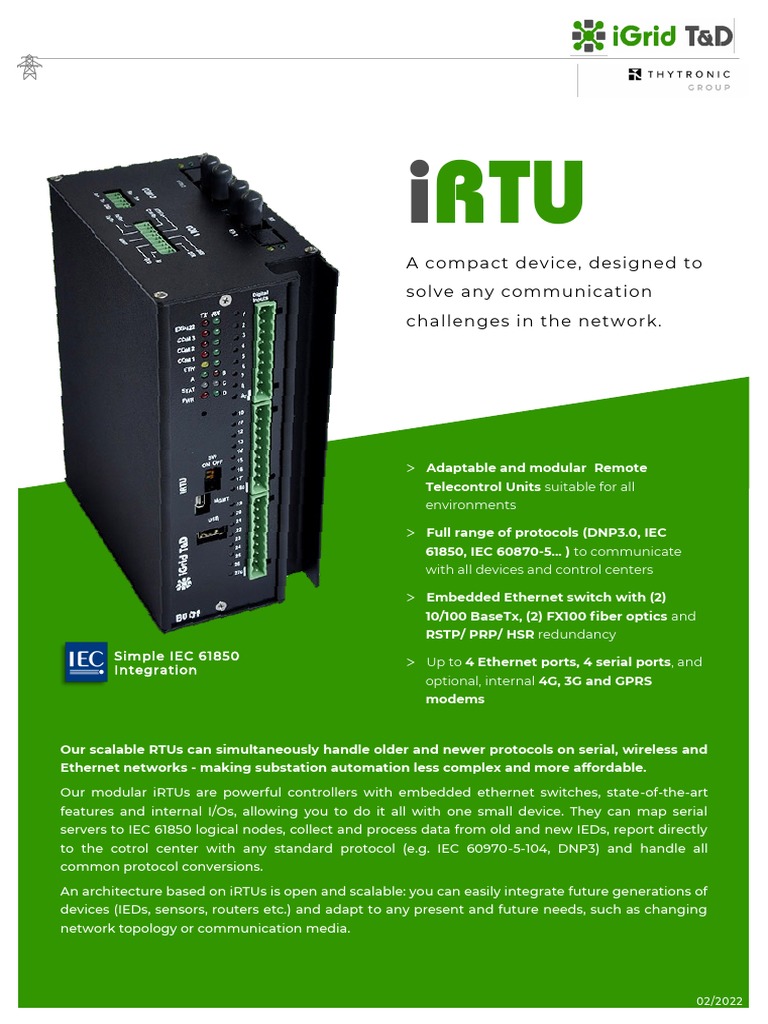 iRTU Brochure 2022 | PDF | Programmable Logic Controller | Computer Network