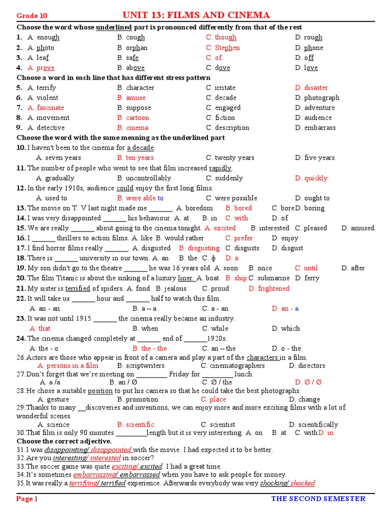 Unit 13 - E10 - Cinema | PDF