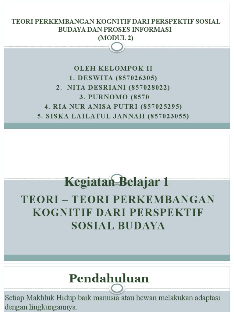 MODUL 2 TEORI PERKEMBANGAN kOGNITIF DARI PERSPEKTIF (PPD) 1 | PDF