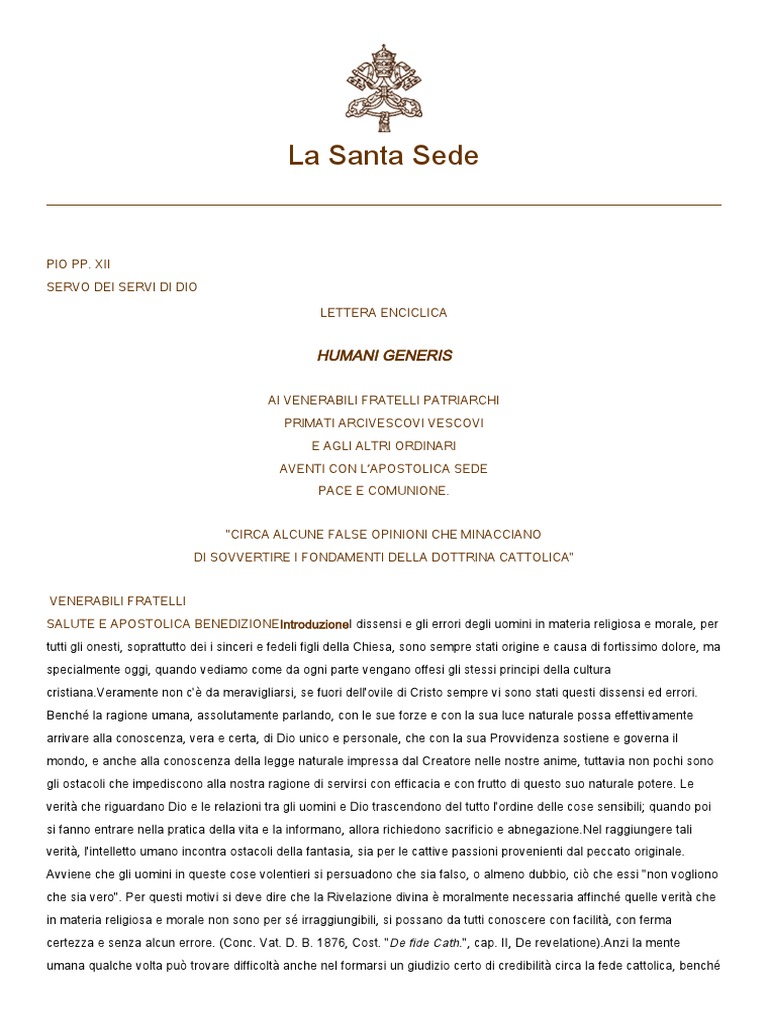 12-08-1950 Humani-Generis Pio XII | PDF