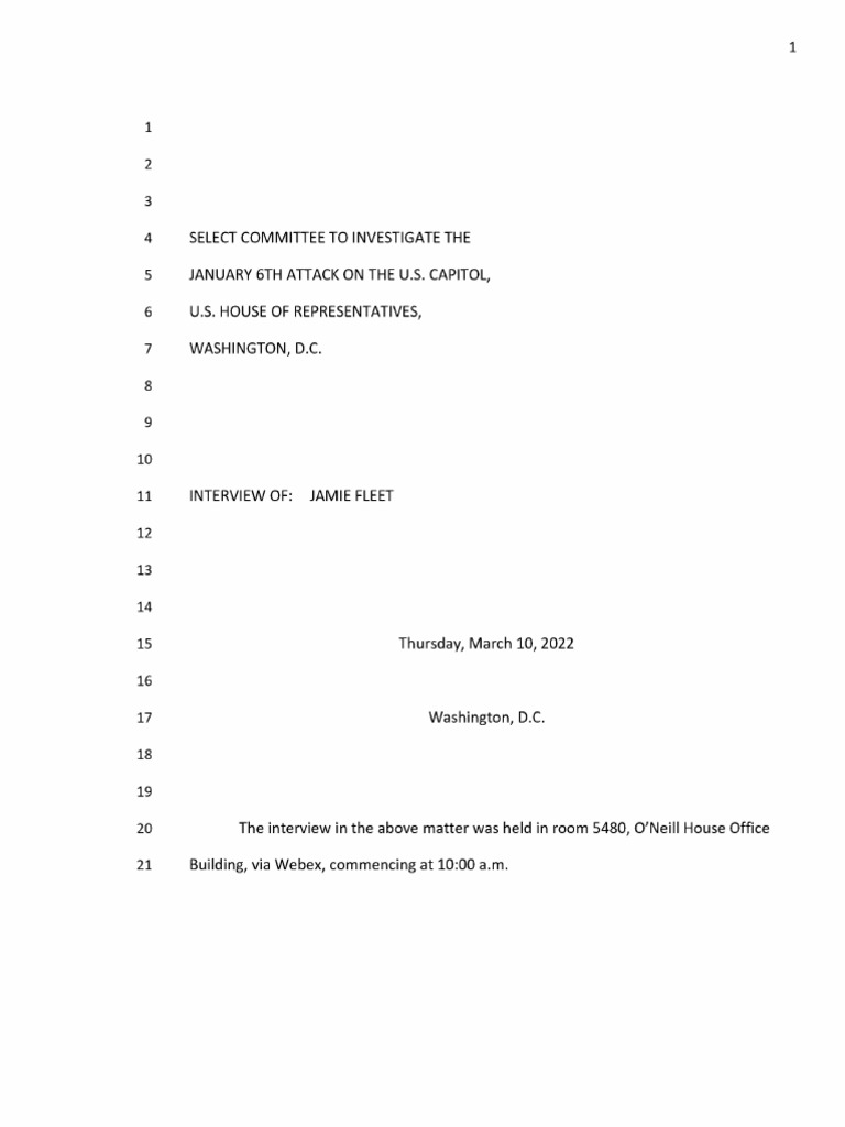Jamie Fleet Jan 6 Cmte Transcript | PDF