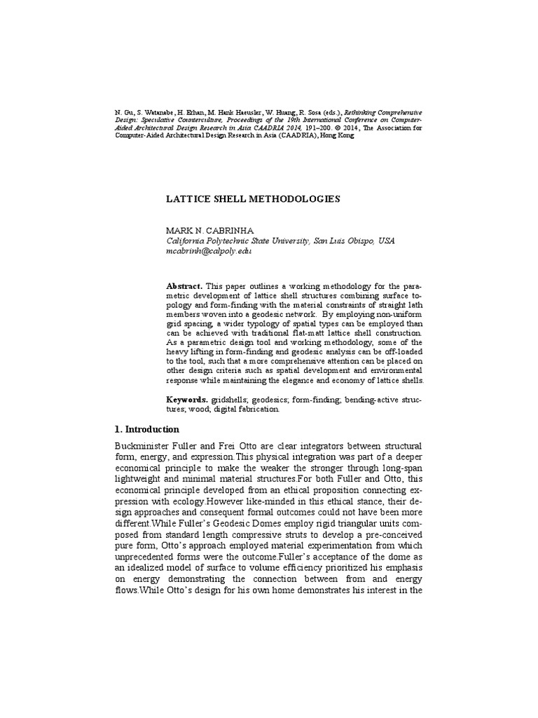 2014 Lattice Shell Methodologies | PDF