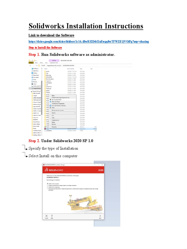 Steps To Install Solidworks | PDF