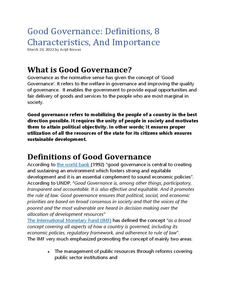 8 Characteristics of Good Governance | PDF | Governance | Good Governance