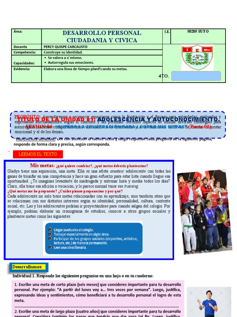 Sesion 4-DPCC 4to Año | PDF | Las emociones | Evaluación