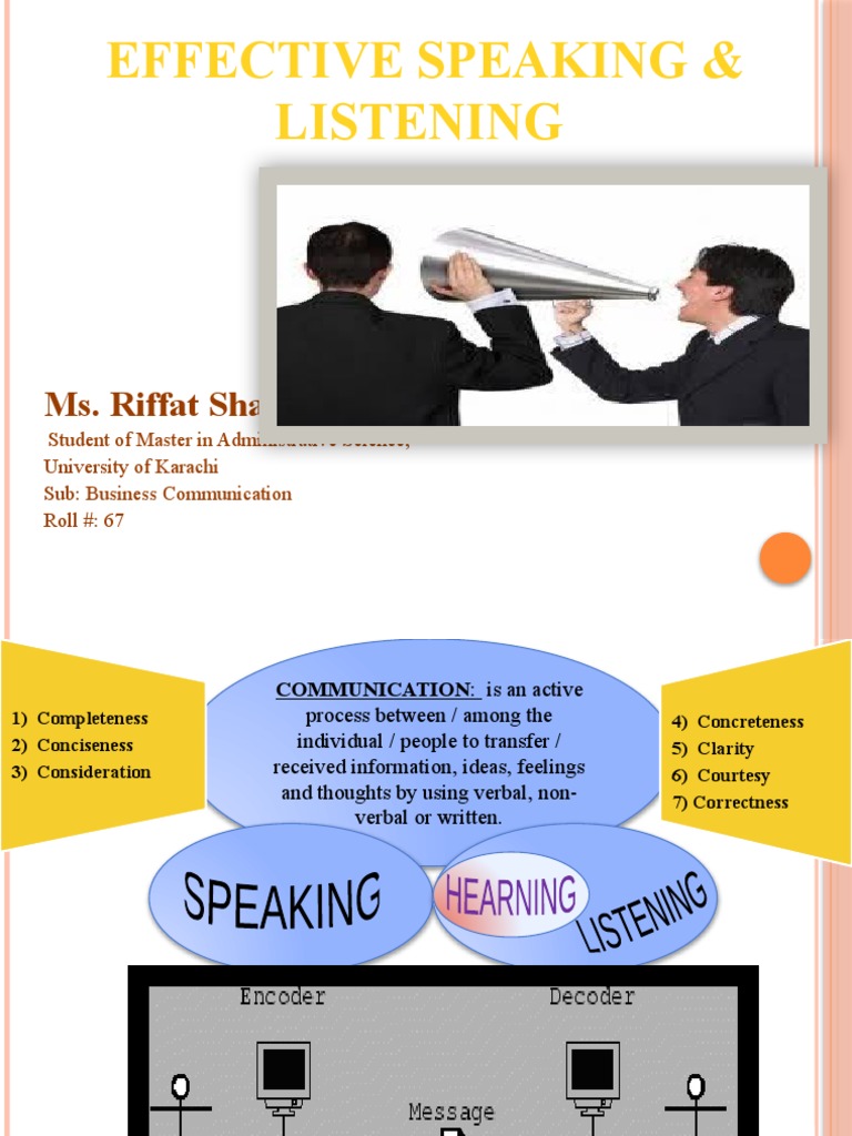 Effective Speaking and Listening Skills | PDF | Communication ...