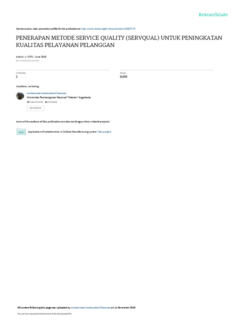 Penerapan Metode Servqual Untuk Metode Kepuasan Pelanggan | PDF