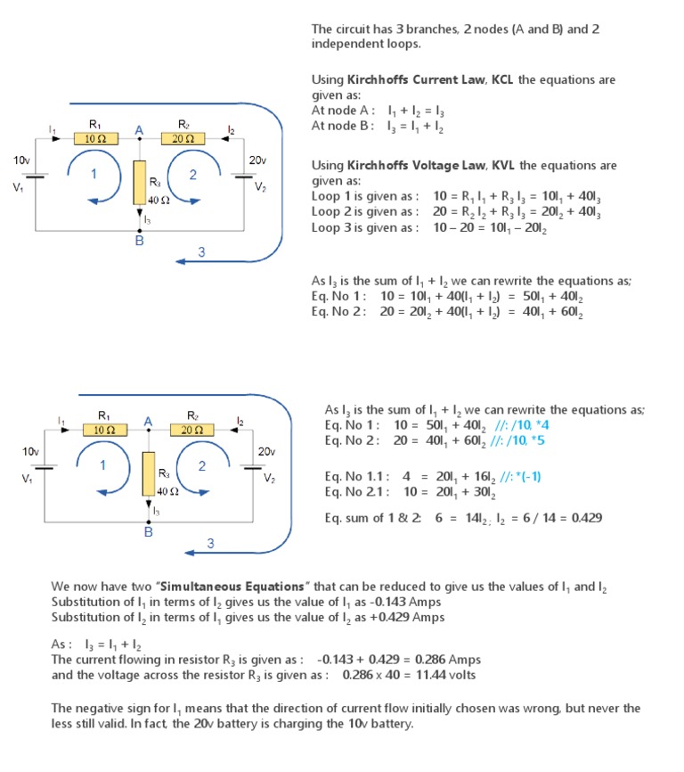 Kirchhoff's Laws Example | PDF