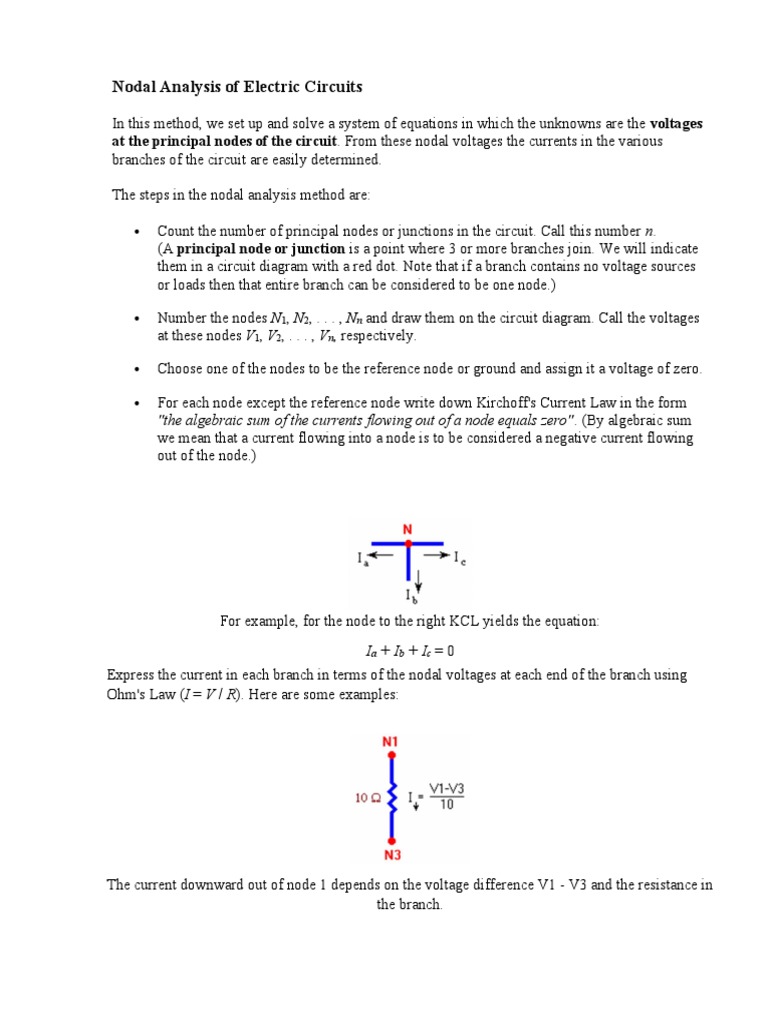 Nodal Analysis of Electric Circuits | PDF