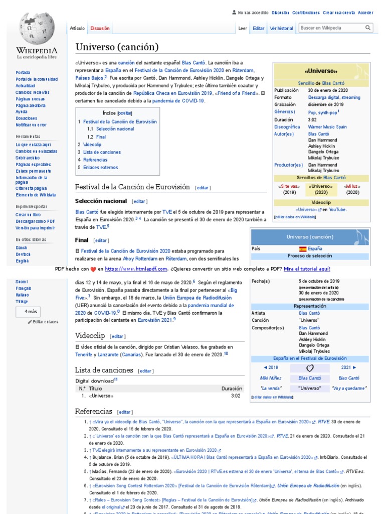 Es Wikipedia Org Wiki Universo (Canción) | PDF | Wikipedia | Medios de ...