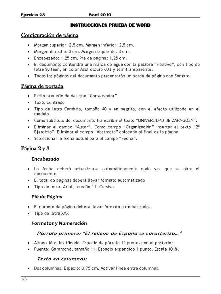 Ejercicio 23 Instrucciones | PDF | Texto | Escritura