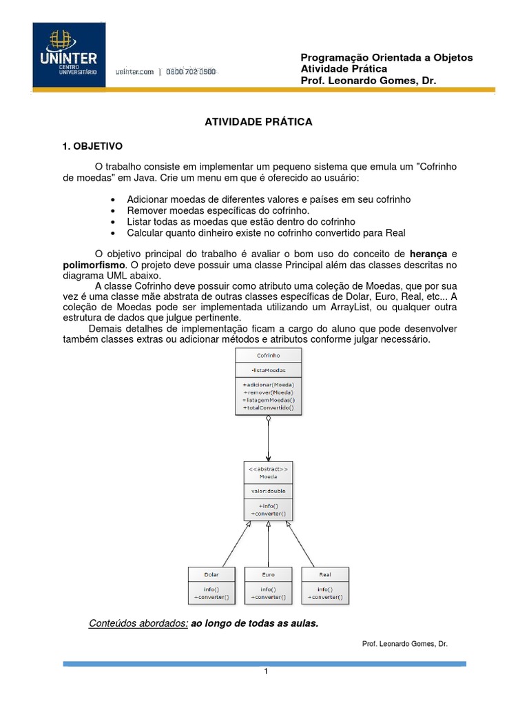 Atividade Pratica Orientacoes E Exercicios Poo Pdf Classe