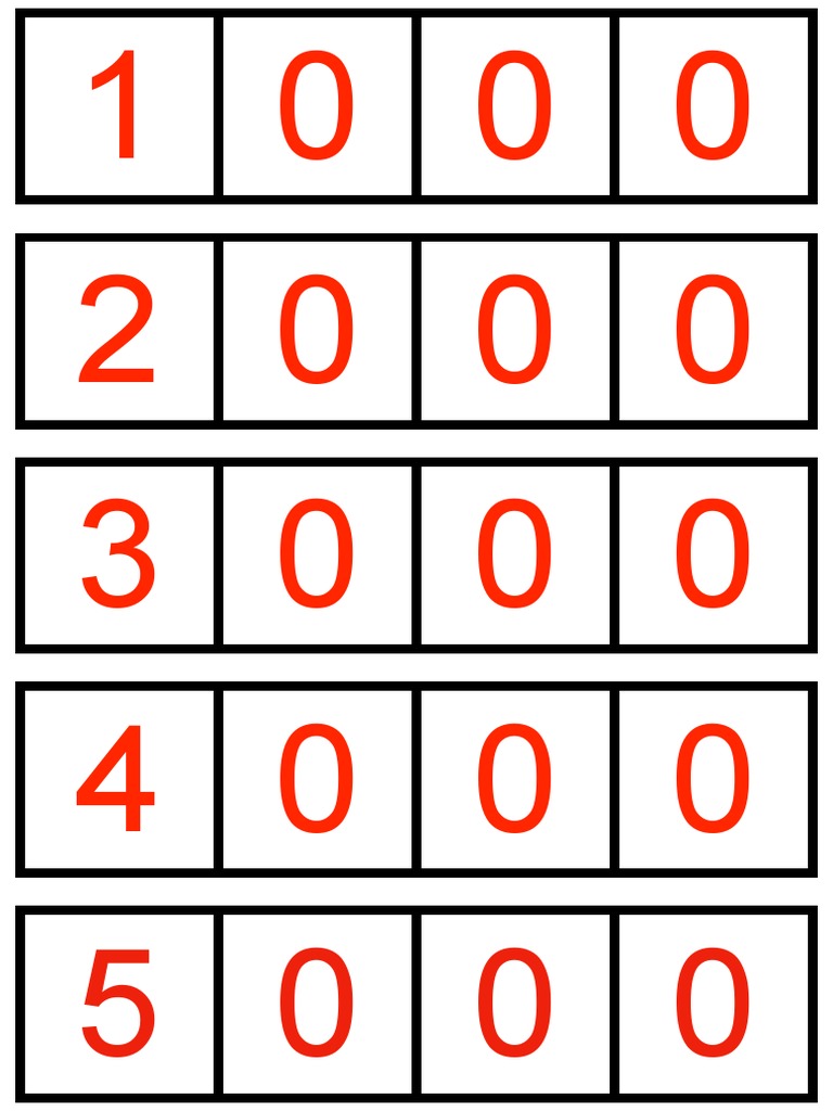 Cartons Numération Jaune Vert Bleu Rouge | PDF