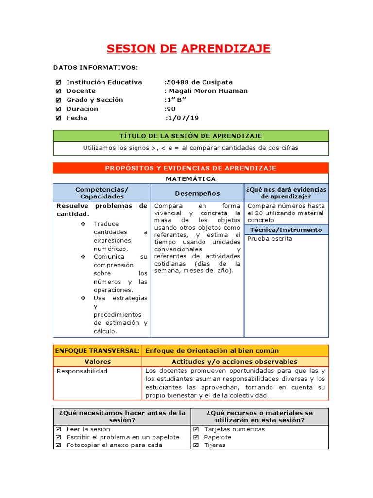SESIÓN DE APRENDIZAJE N julio | PDF | Aprendizaje | Maestros