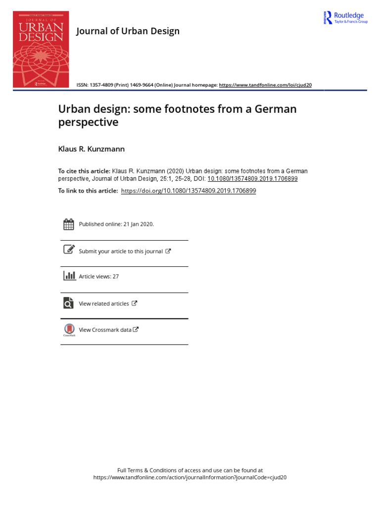 Urban Design Some Footnotes From A German Perspective | PDF | Urban ...