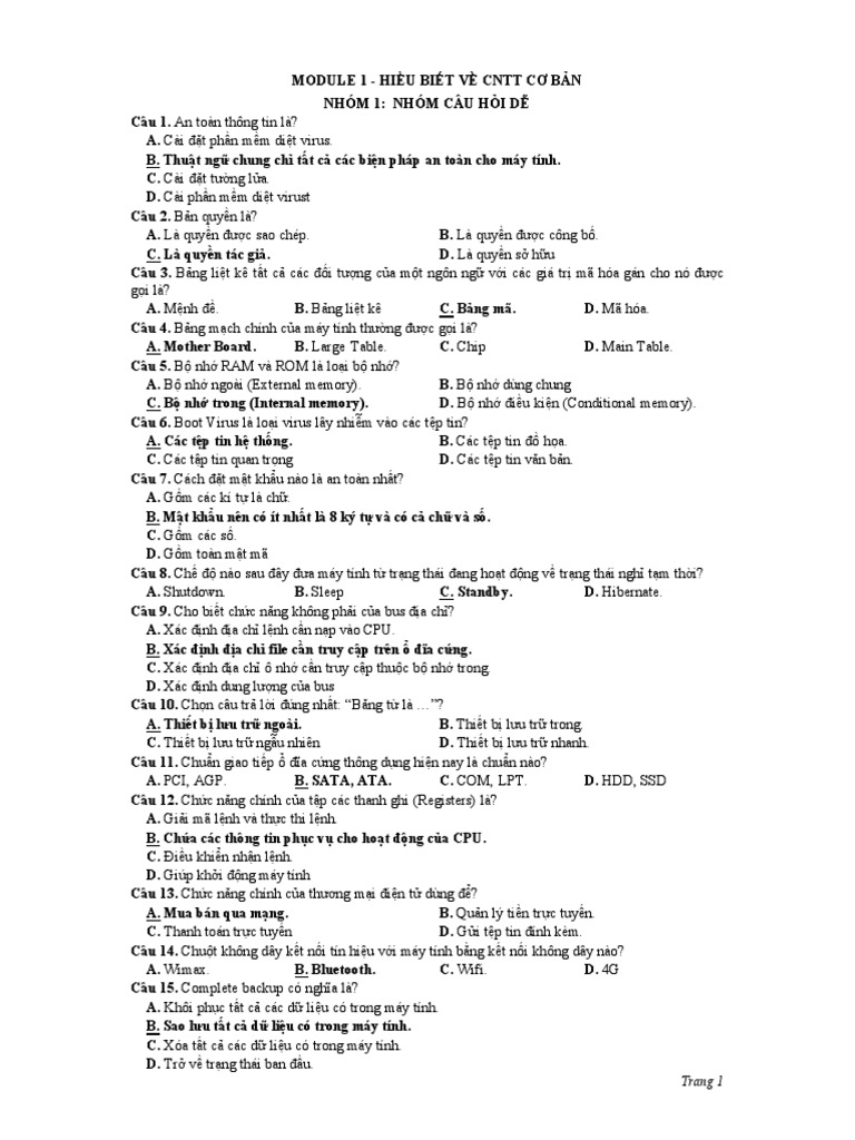 300 Cau Trac Nghiem UNGDUNG - CNTT - COBAN-đã M Khóa | PDF