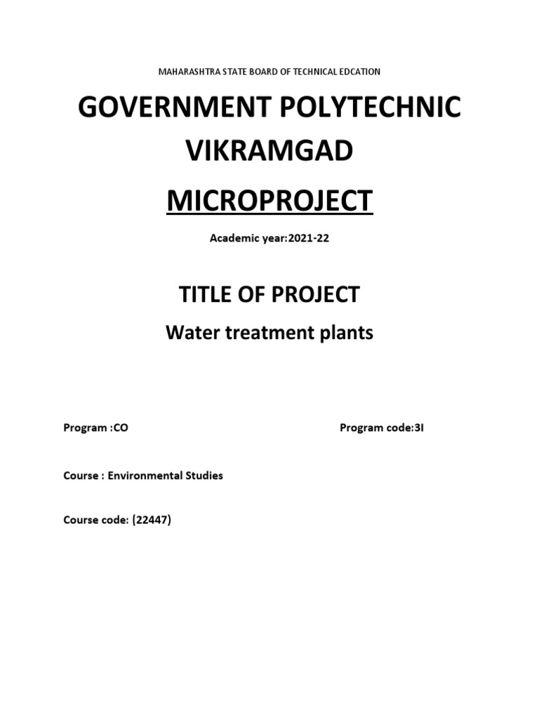 Evs Microproject 3rd Year | PDF | Sewage Treatment | Water Treatment