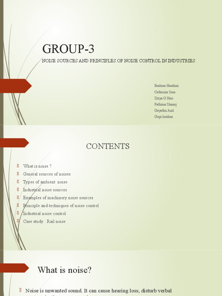 Noise Sources and Principles of Noise Control in Industries | PDF ...