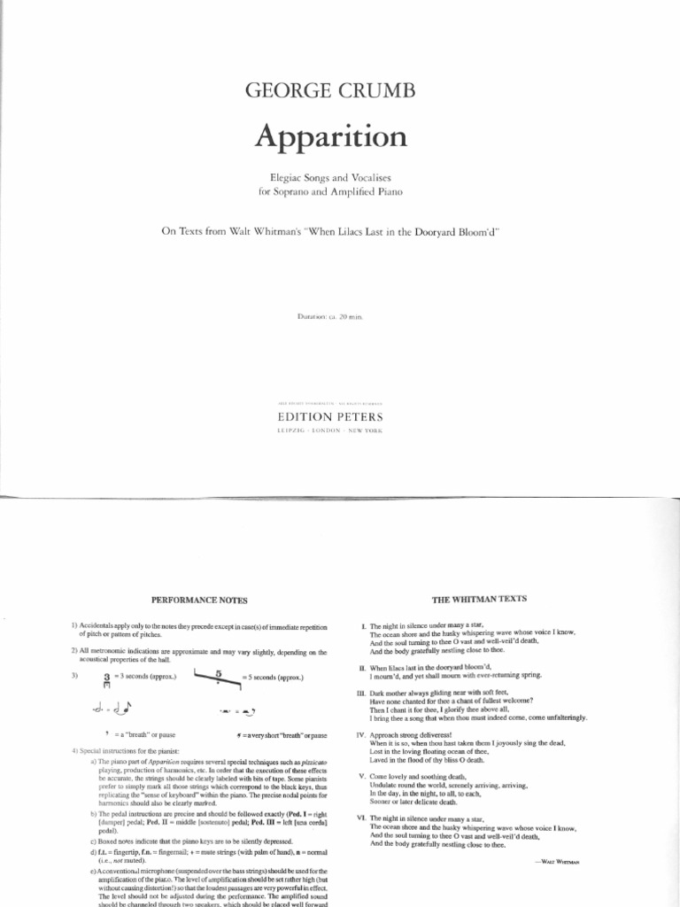 George Crumb - Apparition | PDF