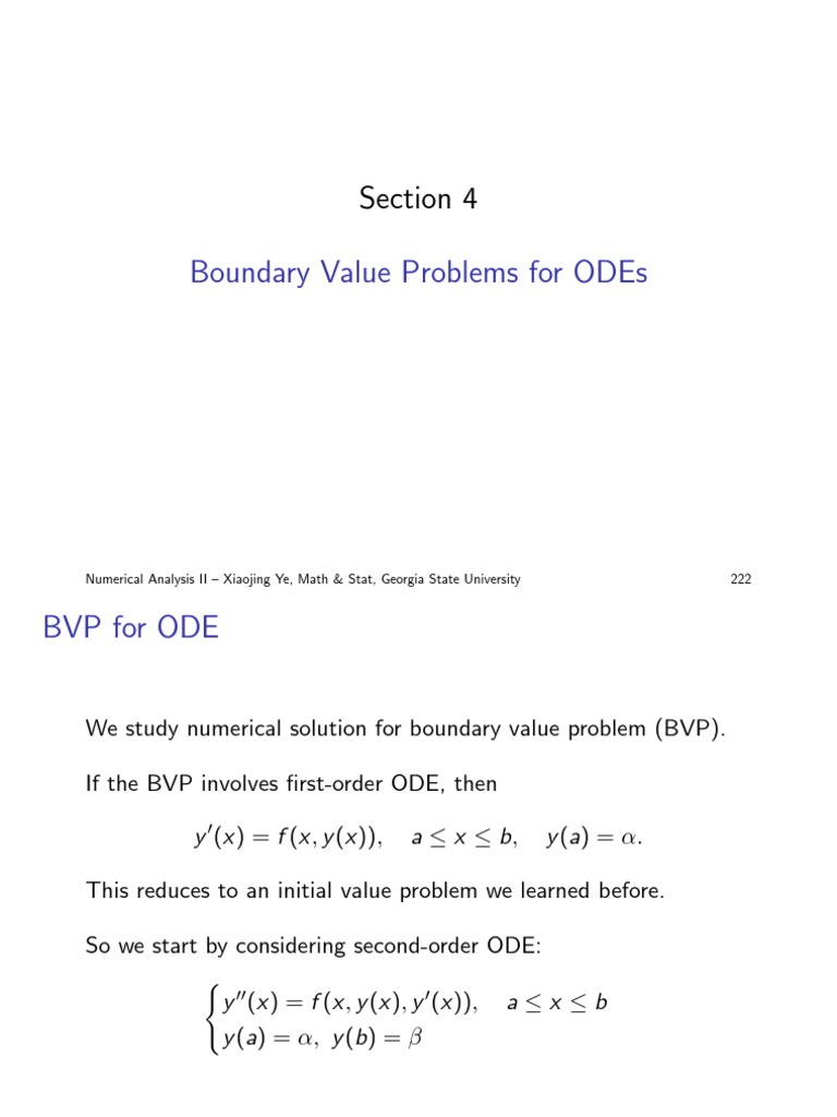Boundary Value Problems For Odes: Section 4 | PDF | Ordinary Differential Equation | Numerical ...