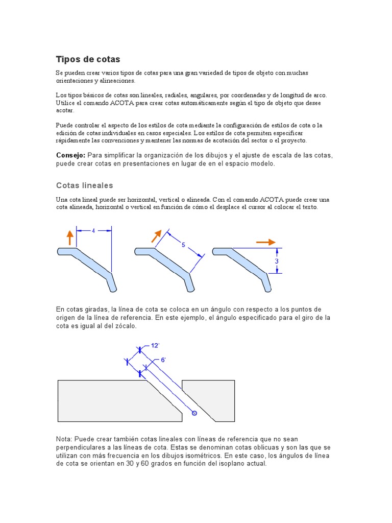Guía Completa de Tipos de Cotas | PDF | Longitud | Geometría