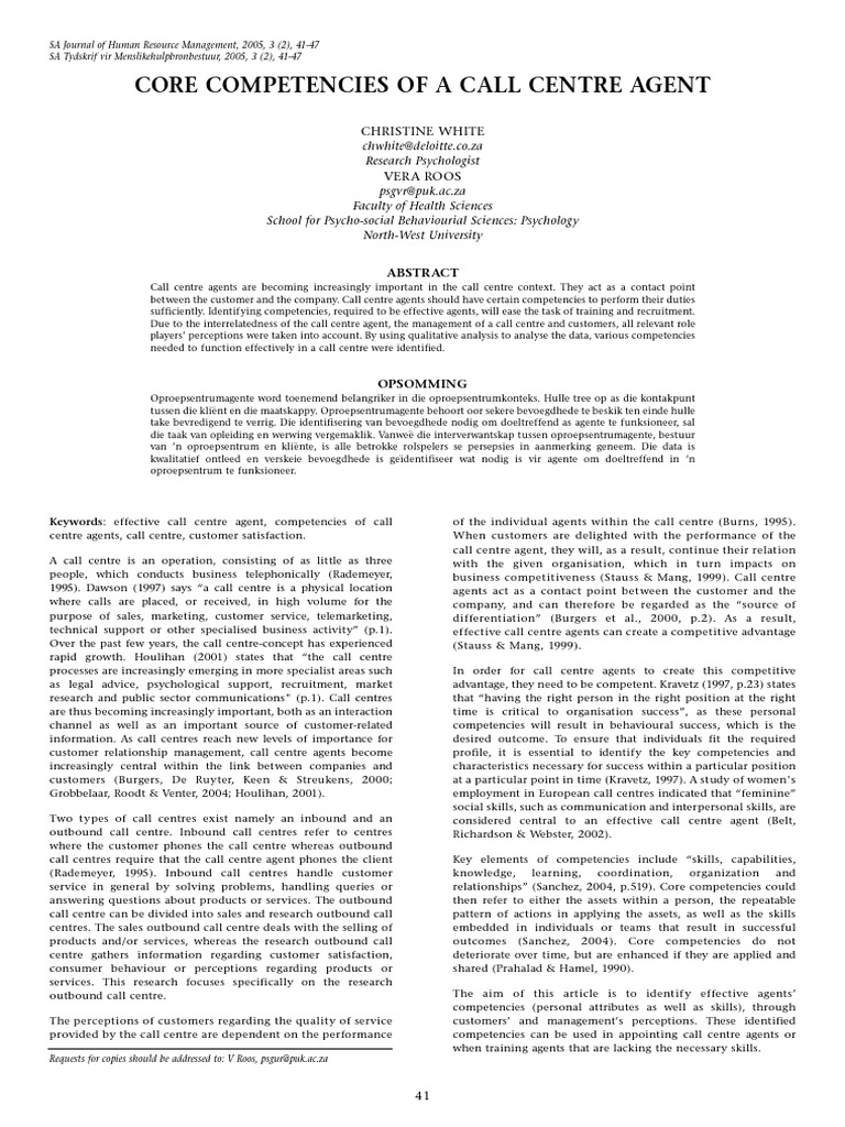 Core Competencies of A Call Centre AgentCore Compe | PDF | Call Centre ...