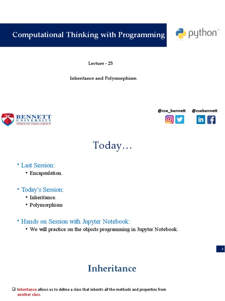 Lecture 13 Ppt Inheritence Polymorphism Pdf Inheritance Object Oriented Programming