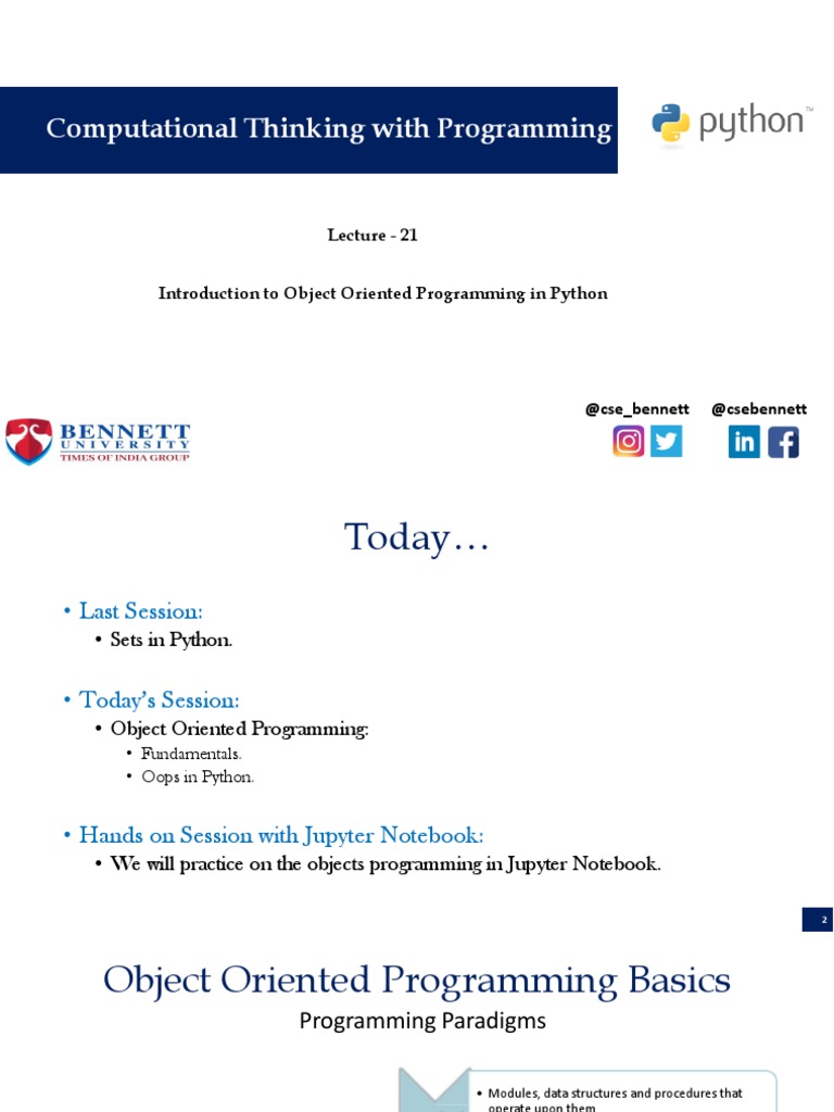 Lecture 11 Ppt Oops Introduction Pdf Class Computer Programming Method Computer