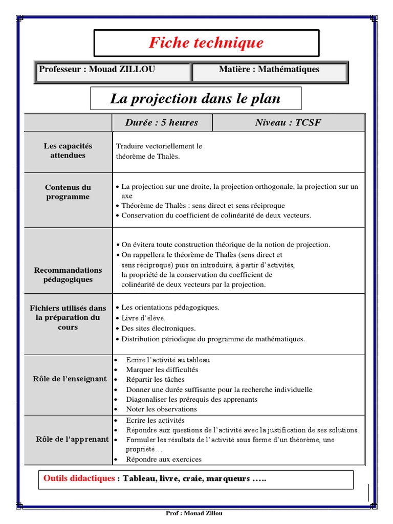 Projection dans le plan TCSF | PDF | Droite (mathématiques) | Plan ...