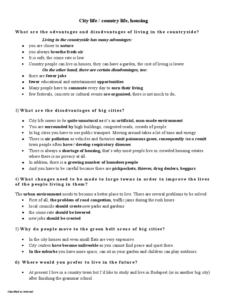 Country vs City Living: Advantages and Disadvantages | PDF | Cost Of ...