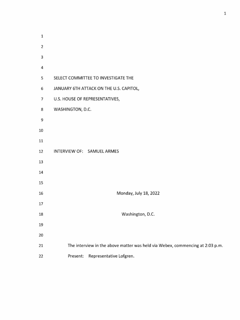 Samuel Armes Jan 6 Cmte Transcript | PDF