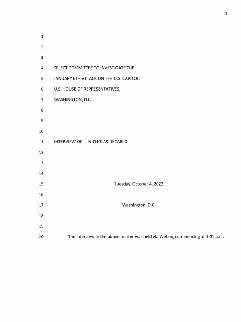 Nicholas DeCarlo Jan 6 Cmte Transcript | PDF